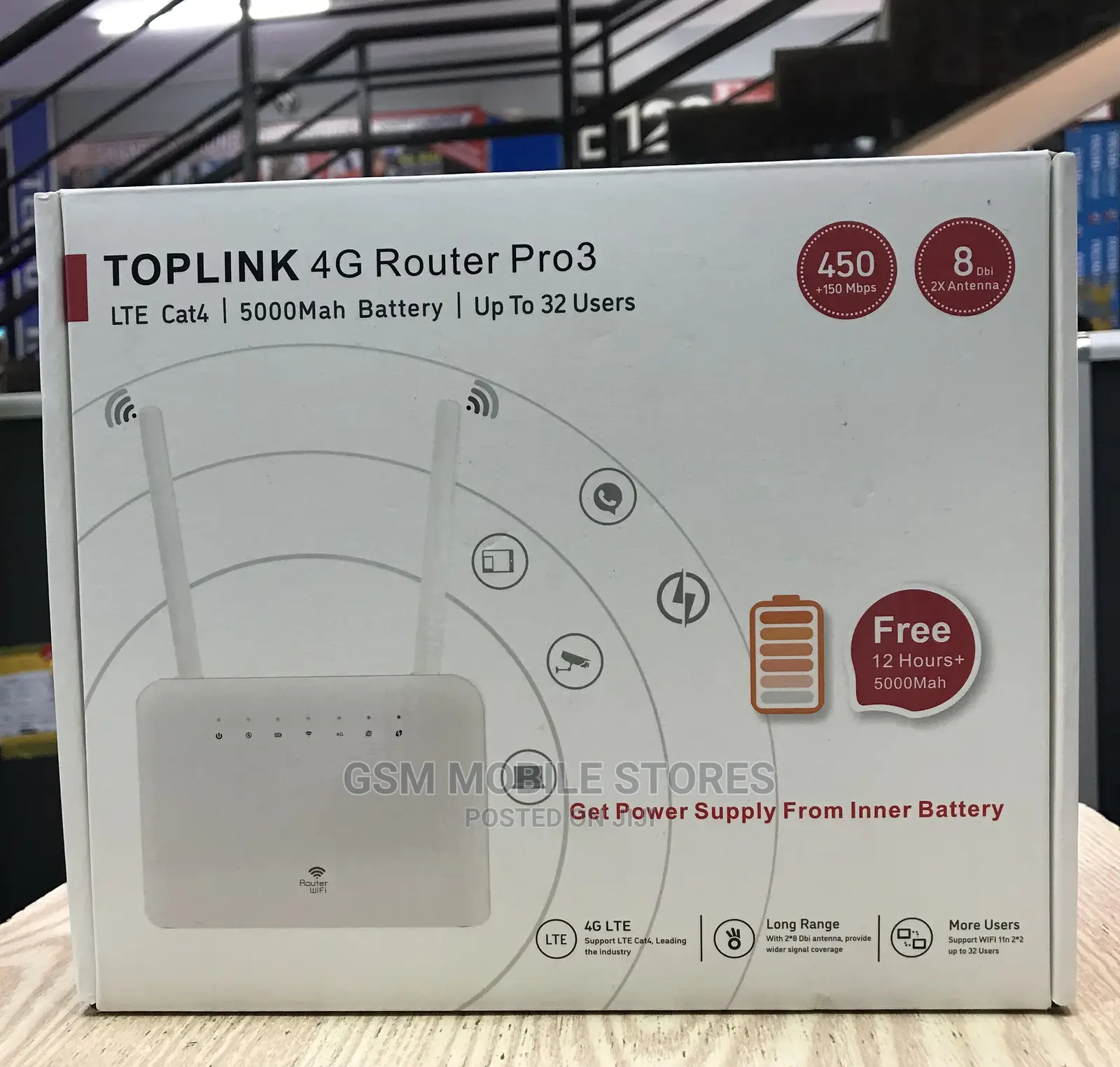 TOPLINK 4GLTE Cat4 Rechargeable Routers With 5000mah Battery in Central ...