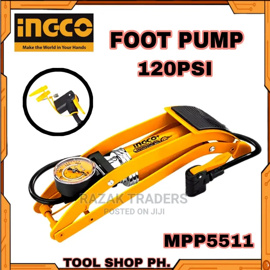 INGCO Tire Foot Pump Inflator 55 X 120mm for sale - RAZAK TRADERS Price ...