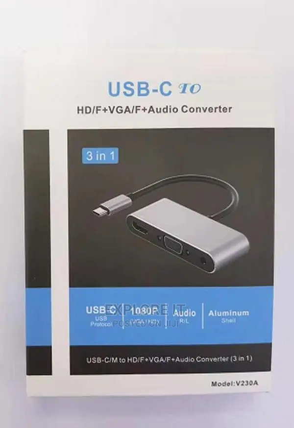 Type-C to Vga+Usb+Pd Cable+Ic - Explore It Technologies Ltd Price: USh ...