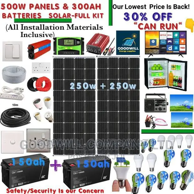 500w Solar System Full Kit 300ah Battery / 500w Solar Kit in Central ...