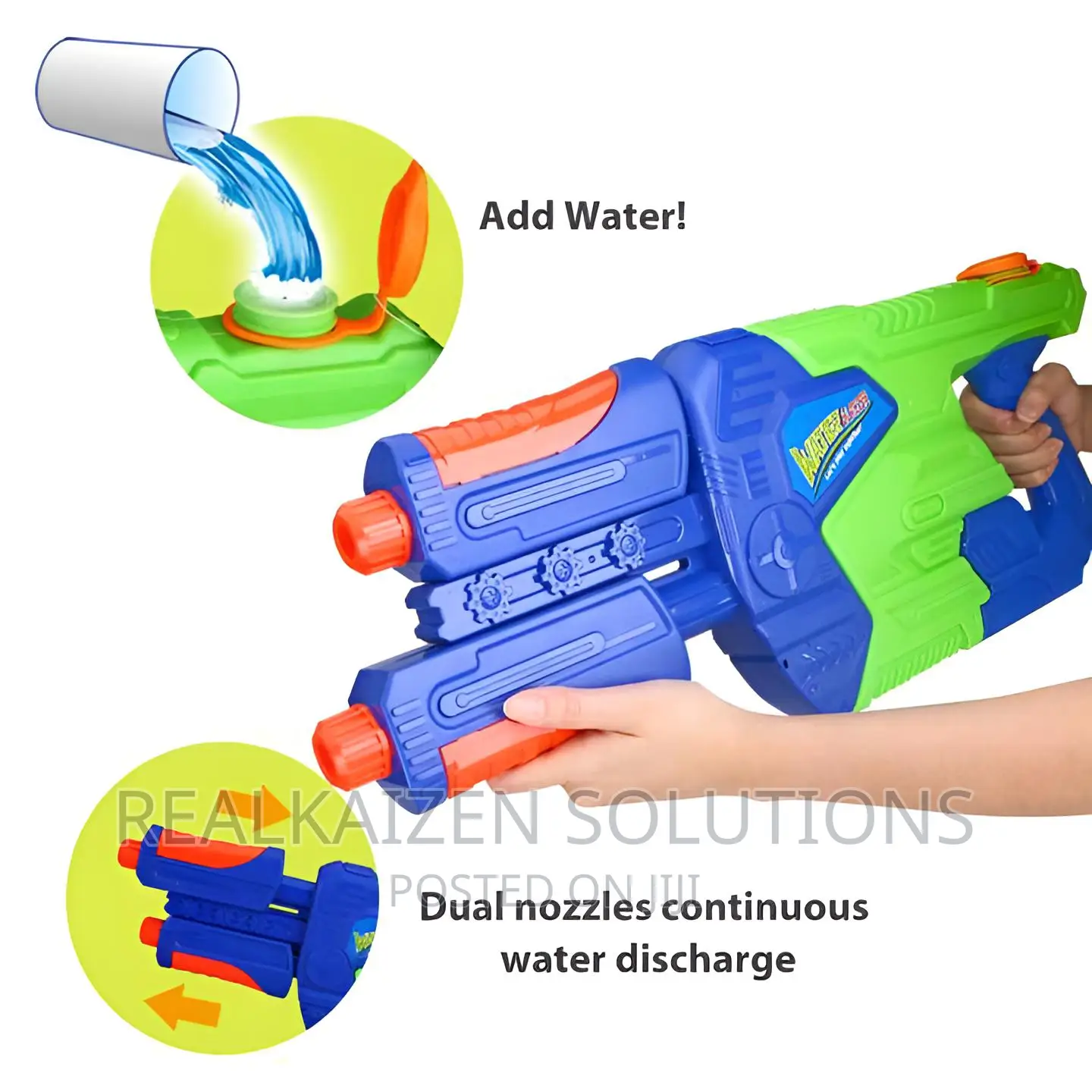Double Shot 1.7L Long Range Water Blaster Gun for Outdoor in Central ...