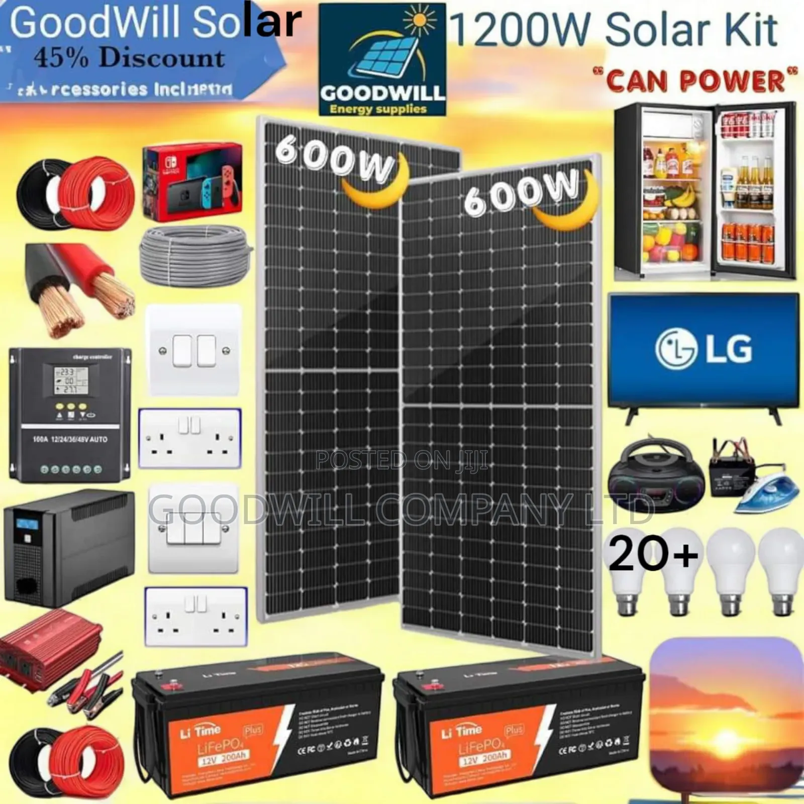1200w Solar Energy System Full Kit Lifepo4 1.2kw in Central Division ...