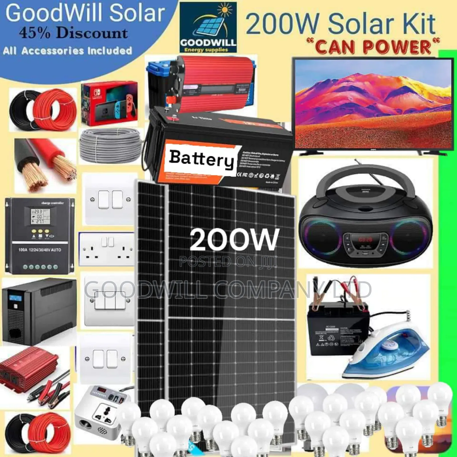200w Solar System Full Kit Charging Even in Rainy Weather in Central ...