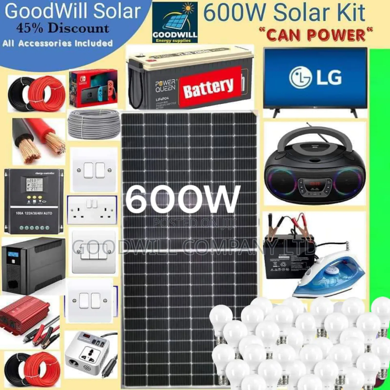600w Solar System Full Kit Charging Even in Rainy Weather in Central ...