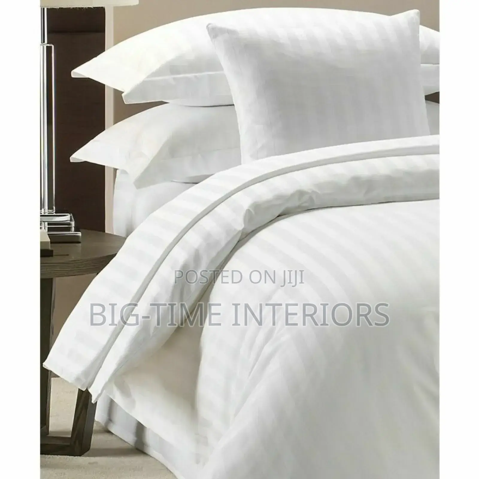 Smart Plain White Striped Honey.G King Size Duvet Set in Central ...