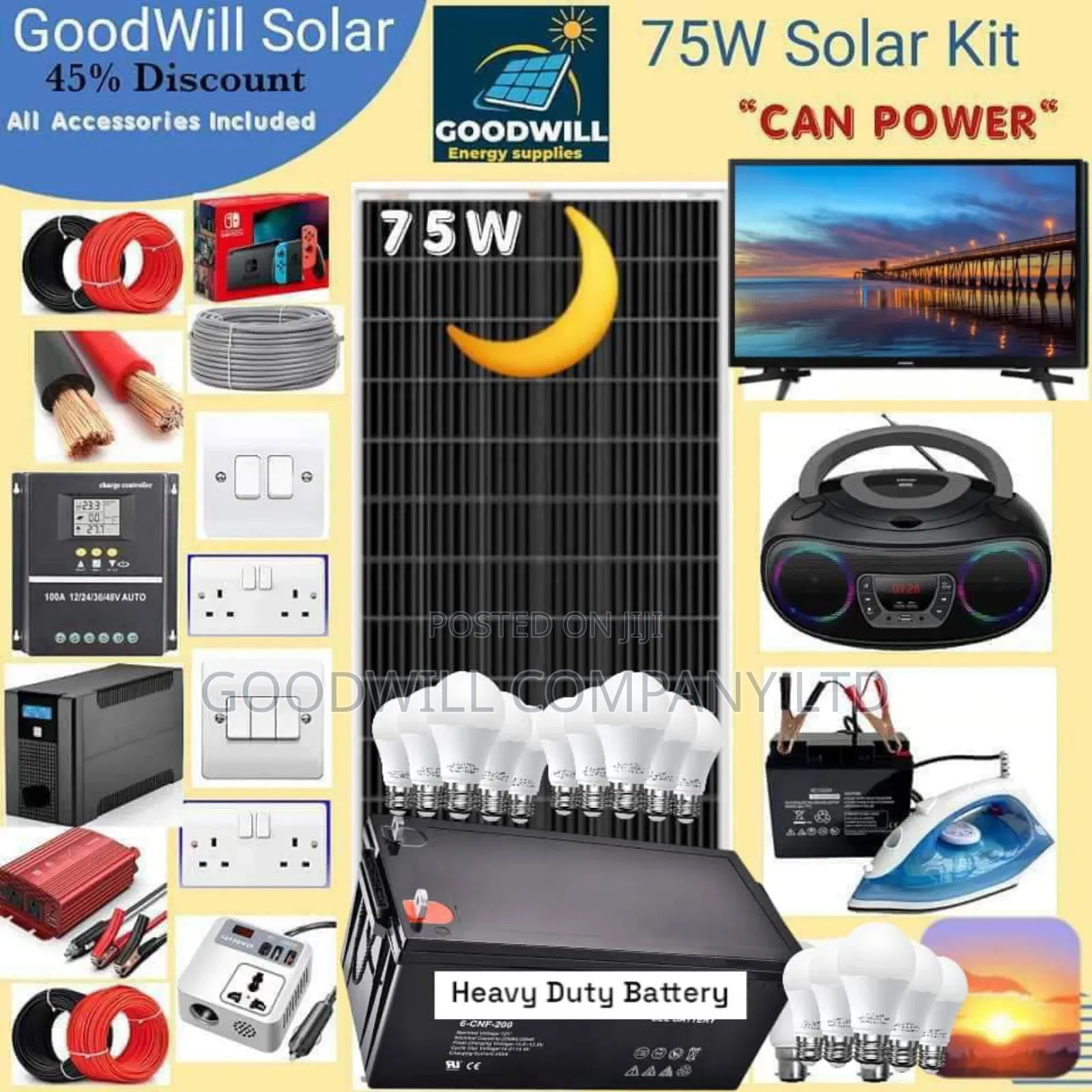 75w Solar Kit (75w Commercial Solar Energy System Full Kit) in Central ...