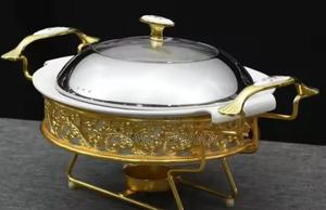 Round Golden Pattern Chafing Dish Buffet Set 28cm in Central Division ...