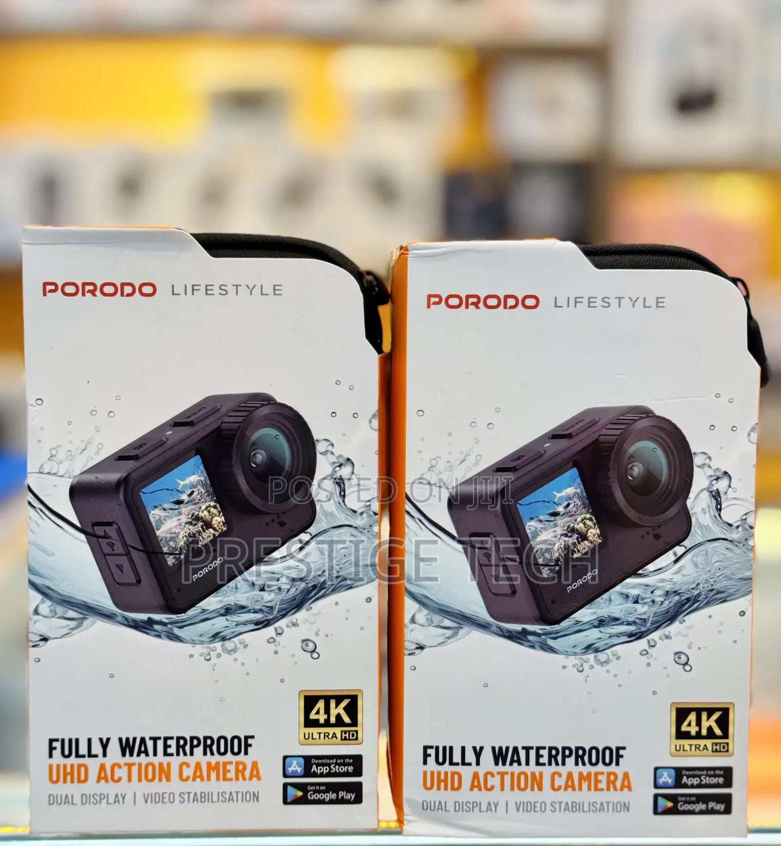 Porodo Fully Waterproof Uhd Action Camera, Dual Display for sale ...