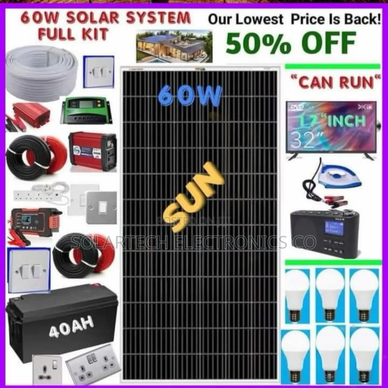 60w Complete Off-Grid Solar System Full Kit Nova in Central Division ...