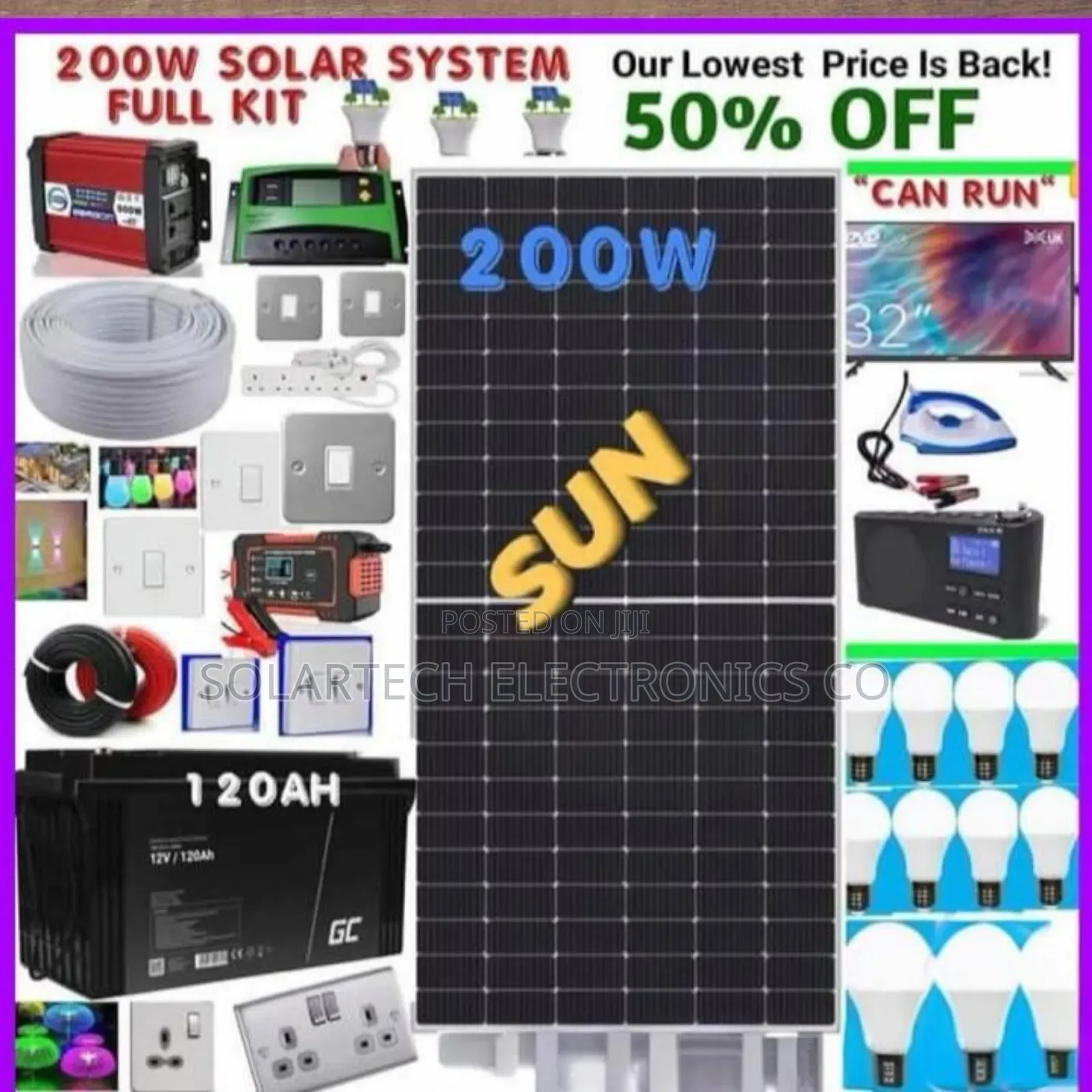 200w Solar System Full Kit/ All Installation Materials Zako in Central ...