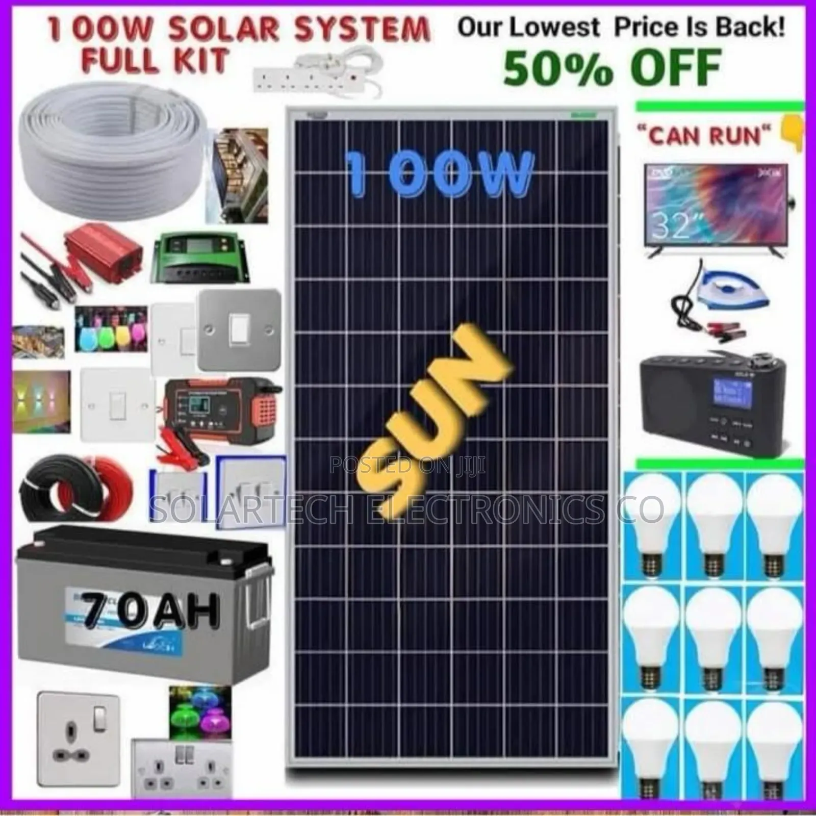 100w Sunshine Solar Power System Full Kit Tech in Central Division ...