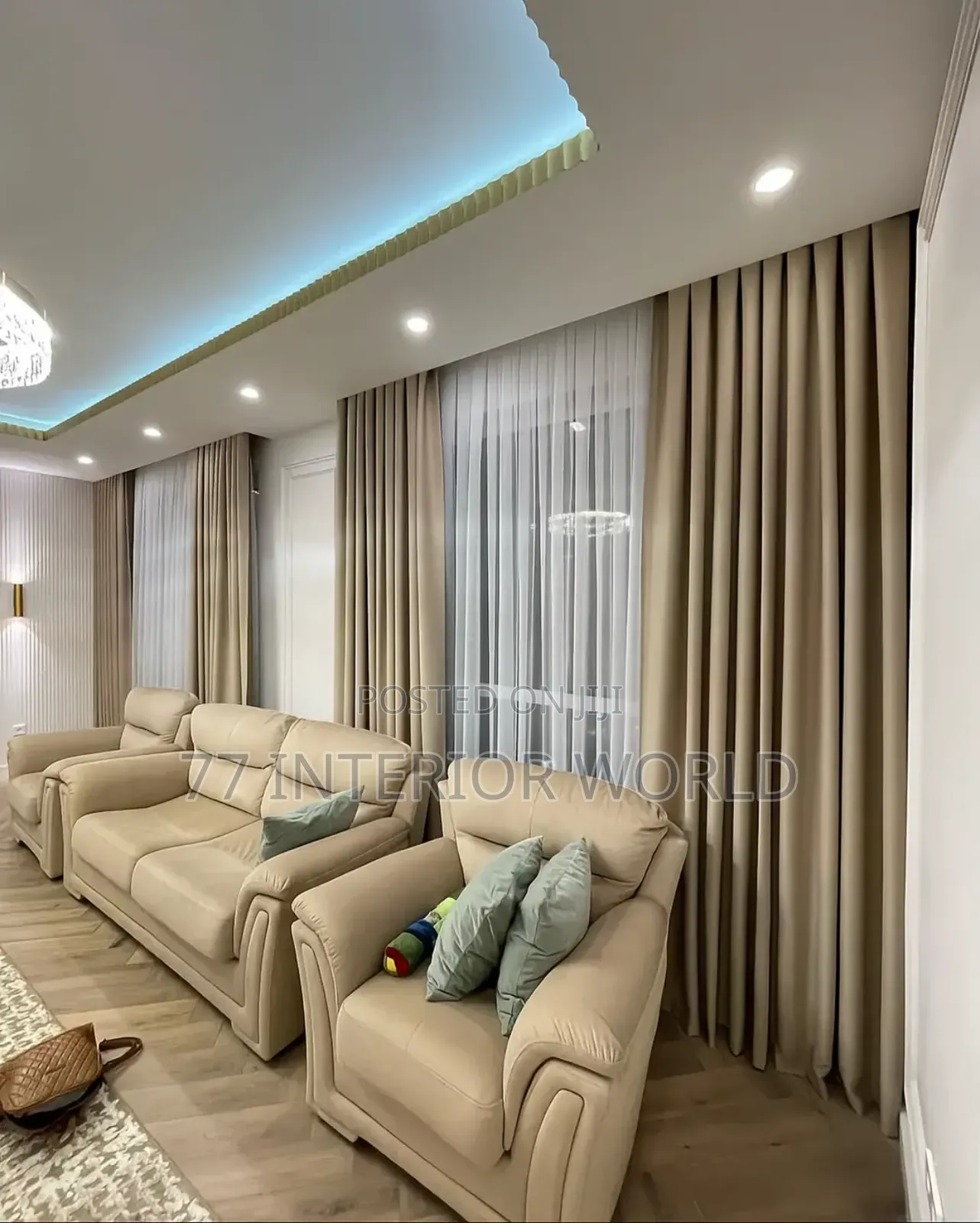 Gold Plain Coloured Curtains for Sitting Room - 77 interior world Price ...