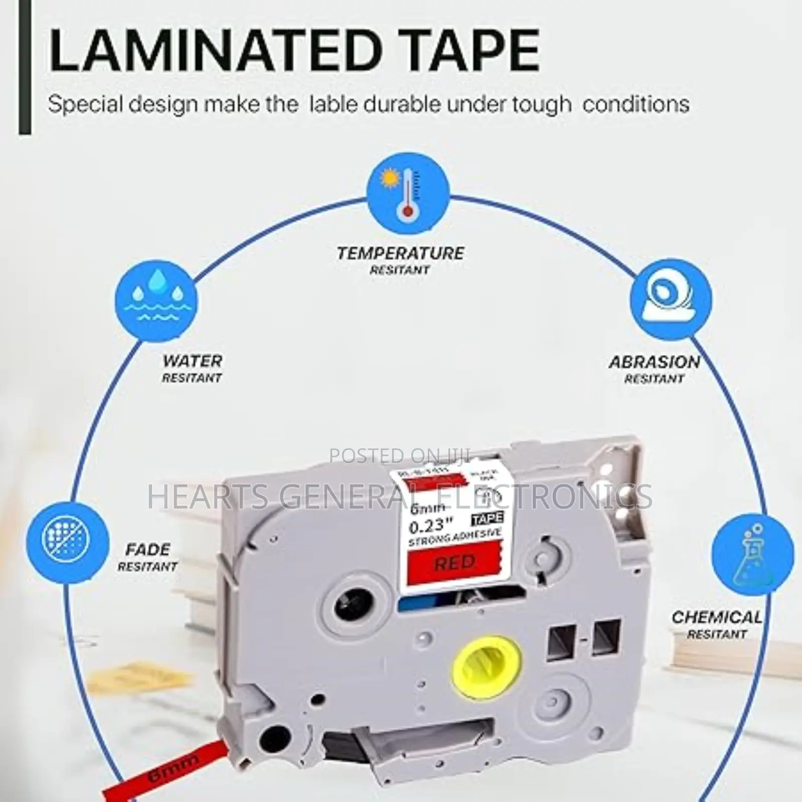Brother Tz2-411 Label Printer Tape ( Black on Red 6mm) in Central ...