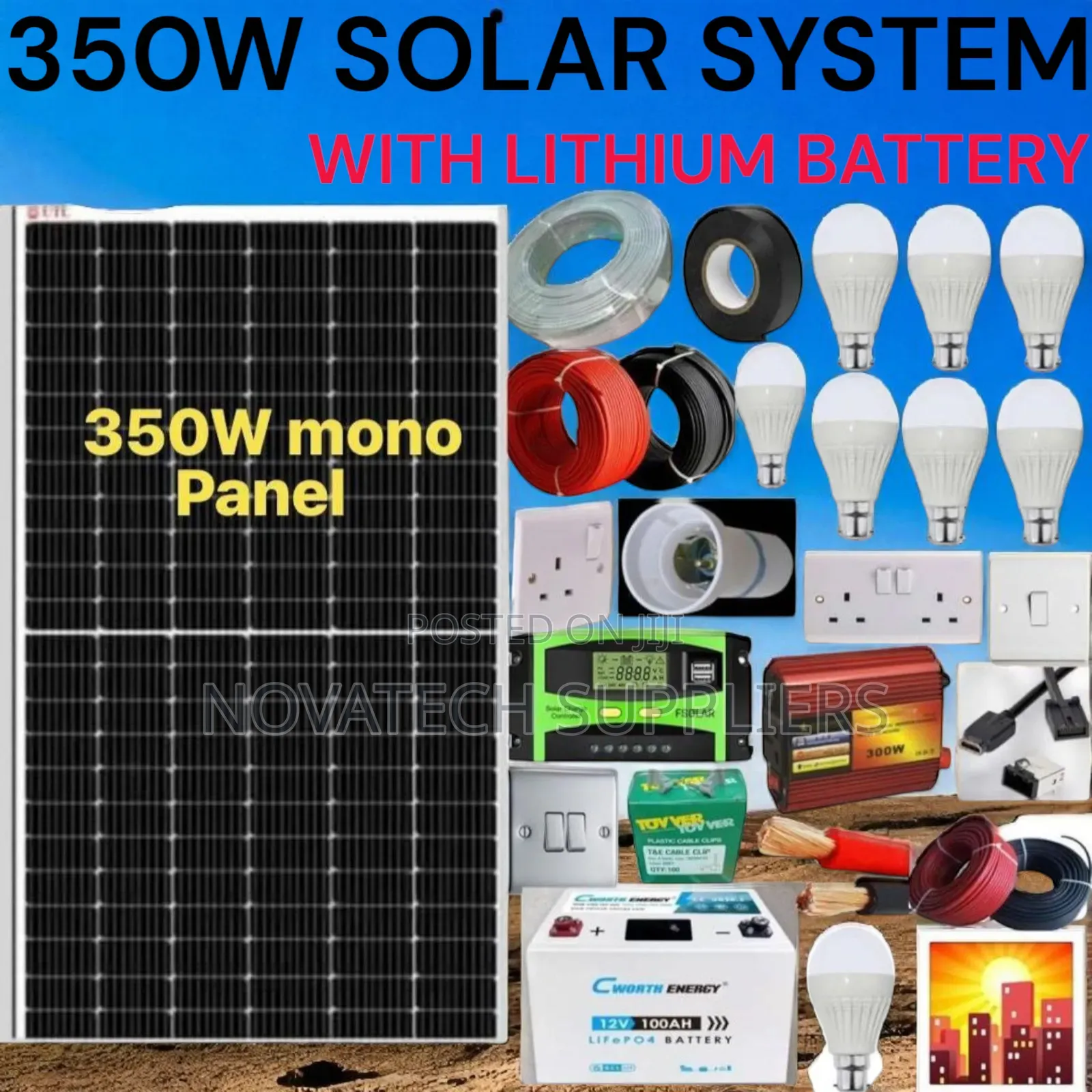 Compact 350w Off-Grid Solar System With 100ah Lifepo4 Battery in ...