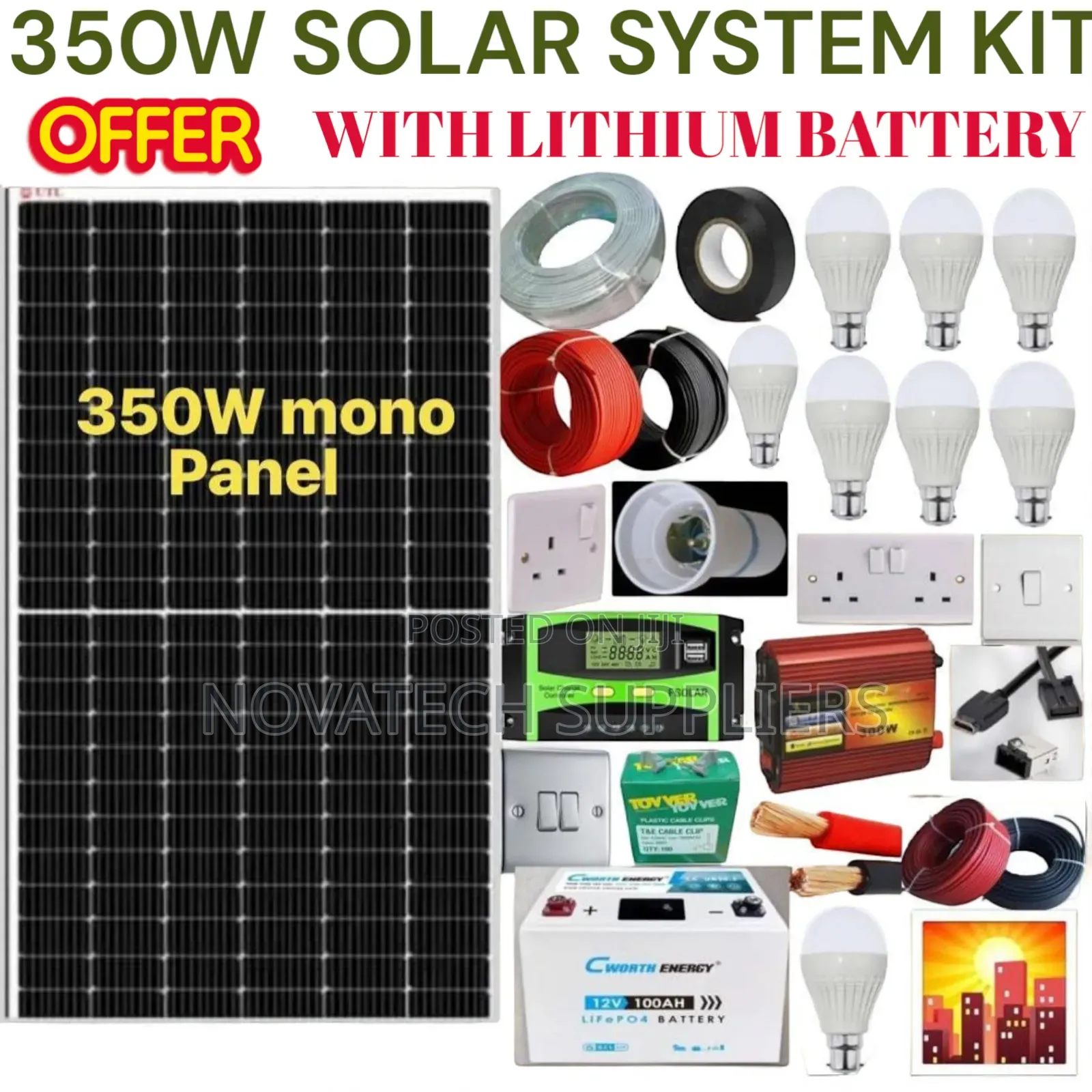 Efficient 350w Solar Panel Kit With 100ah Lithium Battery in Central ...