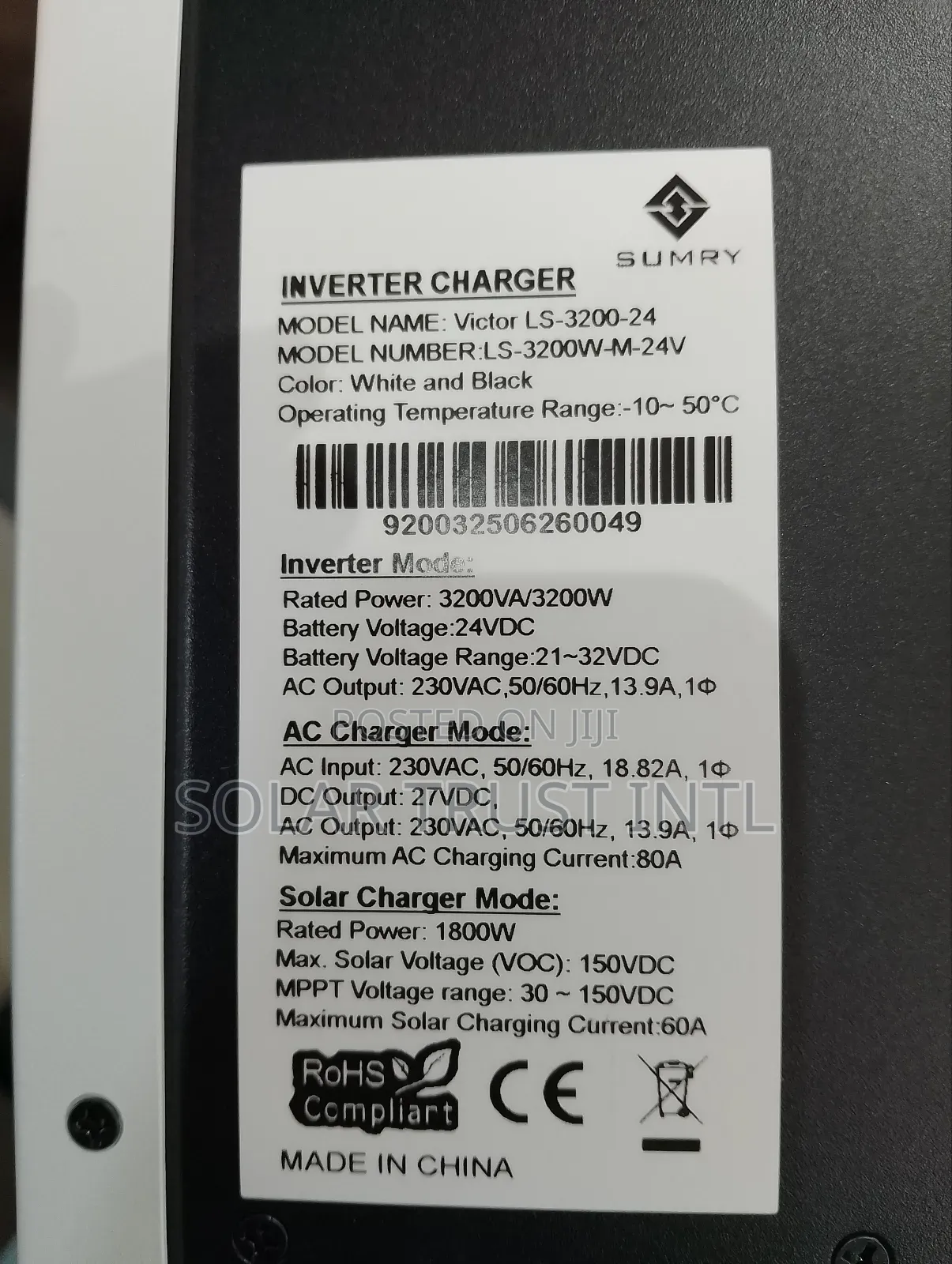 3.2kva/24v Sumry Hybrid Inverter in Central Division - Electrical ...
