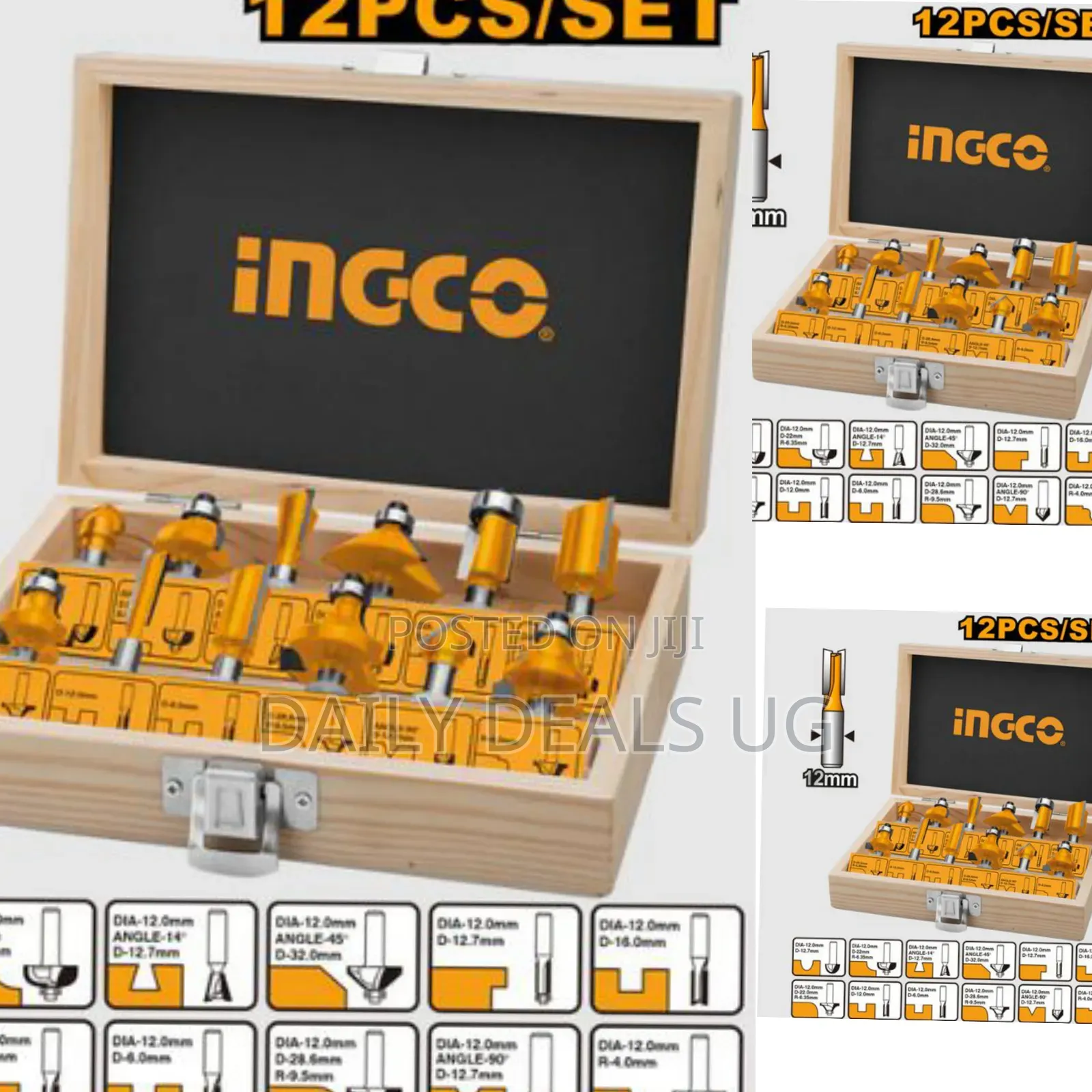 Ingco Akrt1221 -12pcs Router Bits Set (12mm)-Shank Diameter:12mm in ...