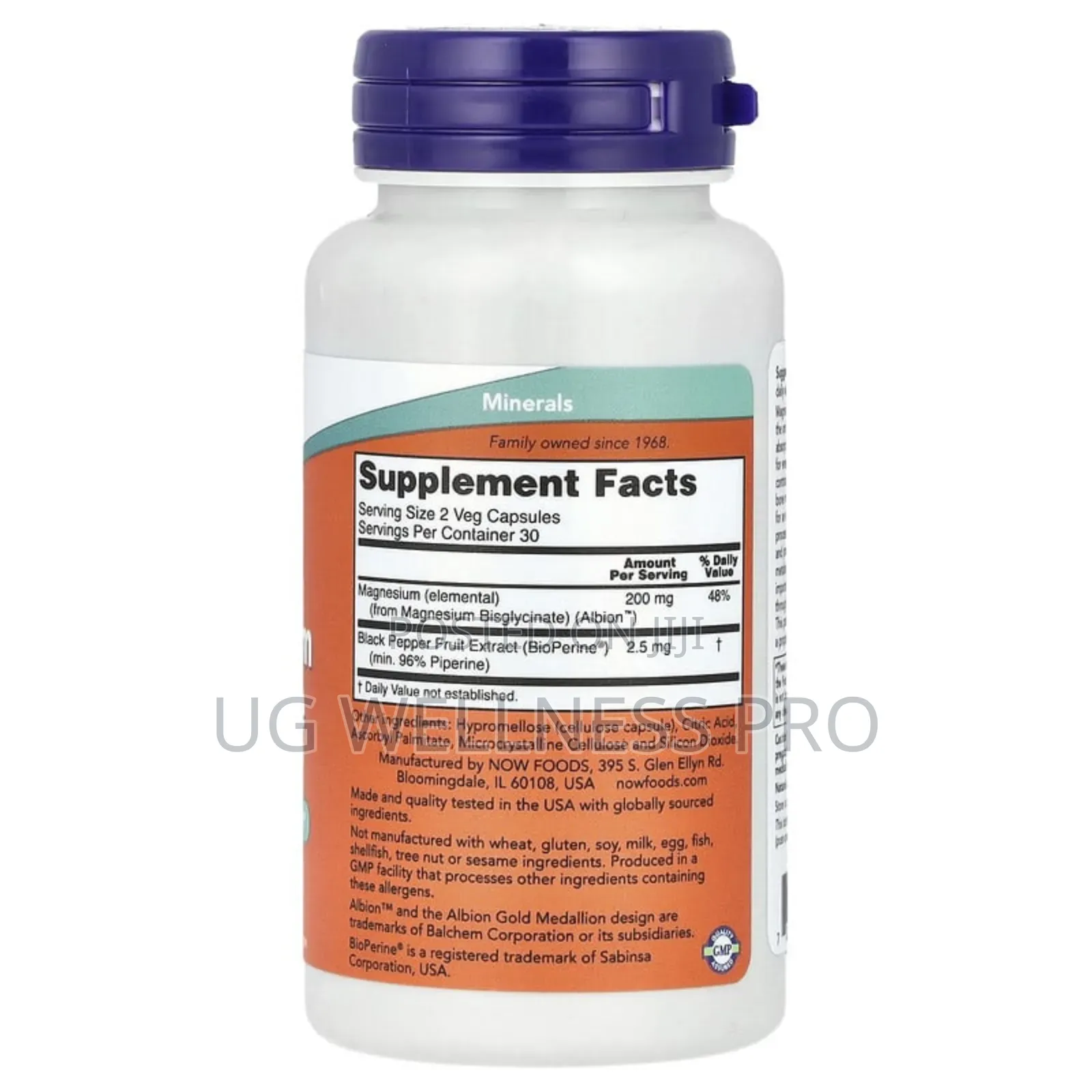 Now Foods, Magnesium Glycinate With Bioperine, 60 Veg Capsules in ...