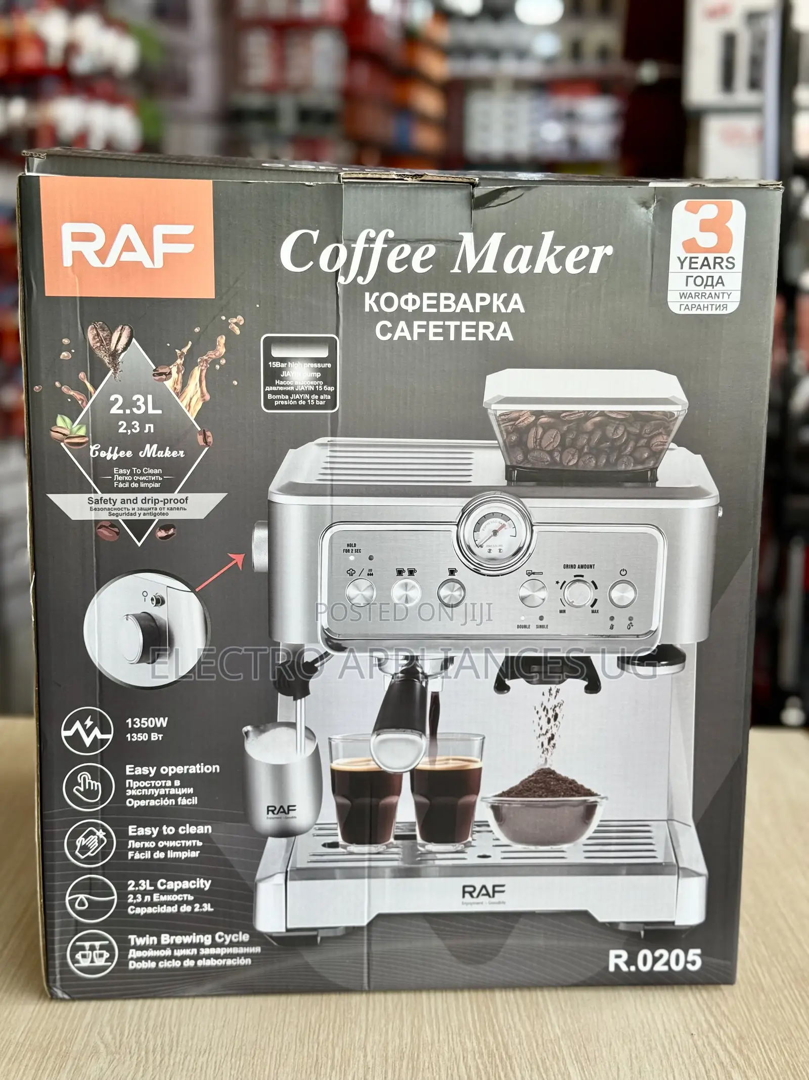Raf Coffee Maker 2-in-1 Coffee Bean Grinder and Espresso Machine. for ...