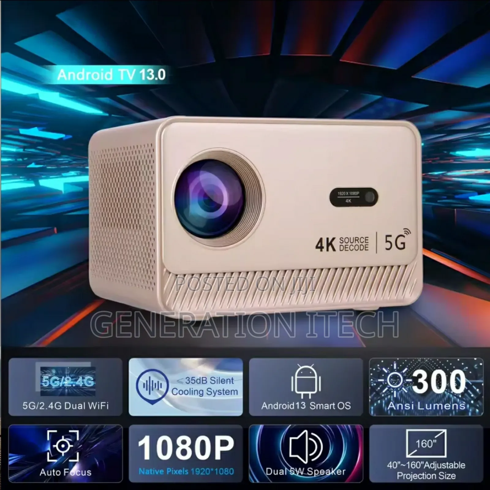 Smart Android Projector 4k With Bluetooth, Wifi 6 And Auto Focus in ...