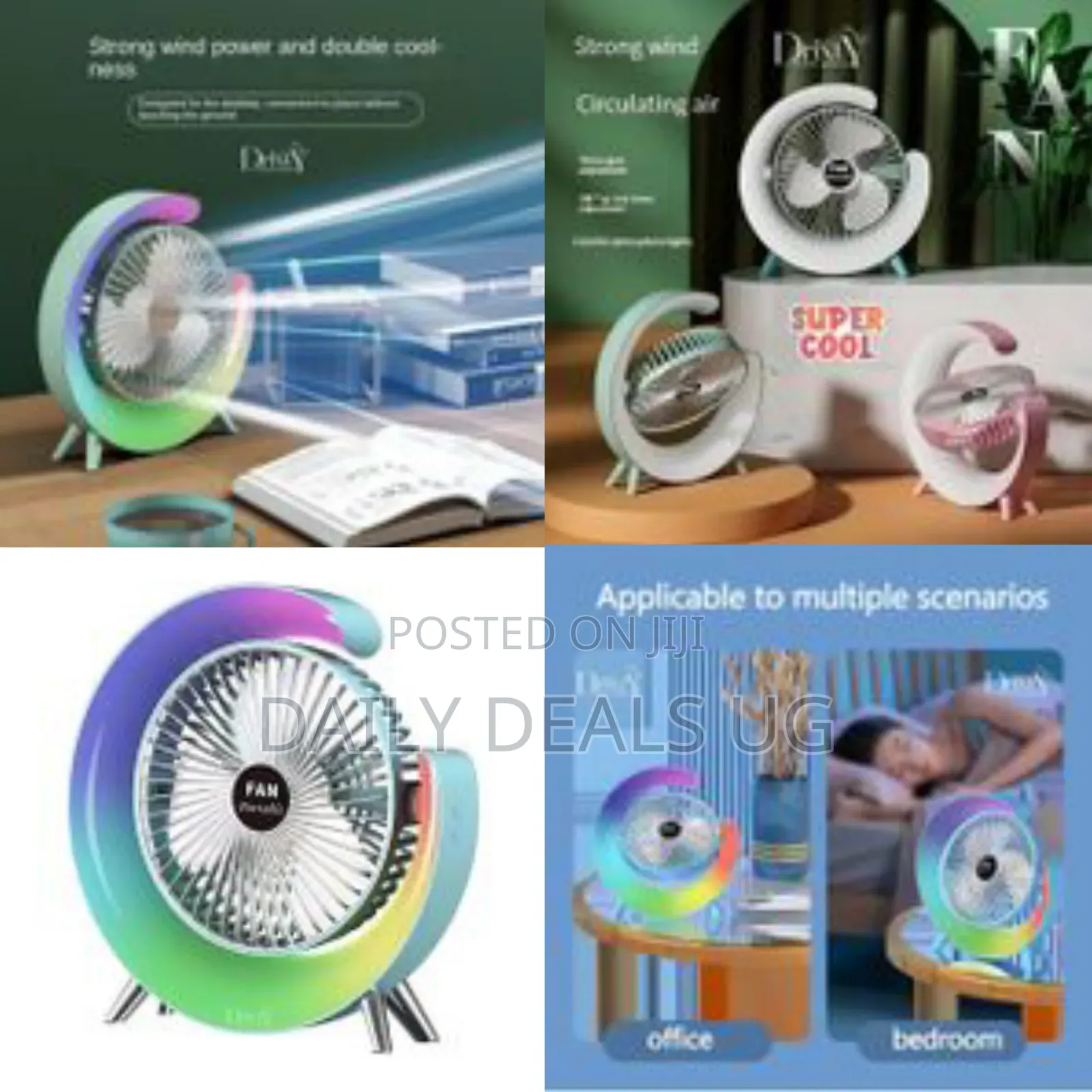 Desktop 5-Light Mini Fan With Led Lighting Rechargeable Fan in Central ...