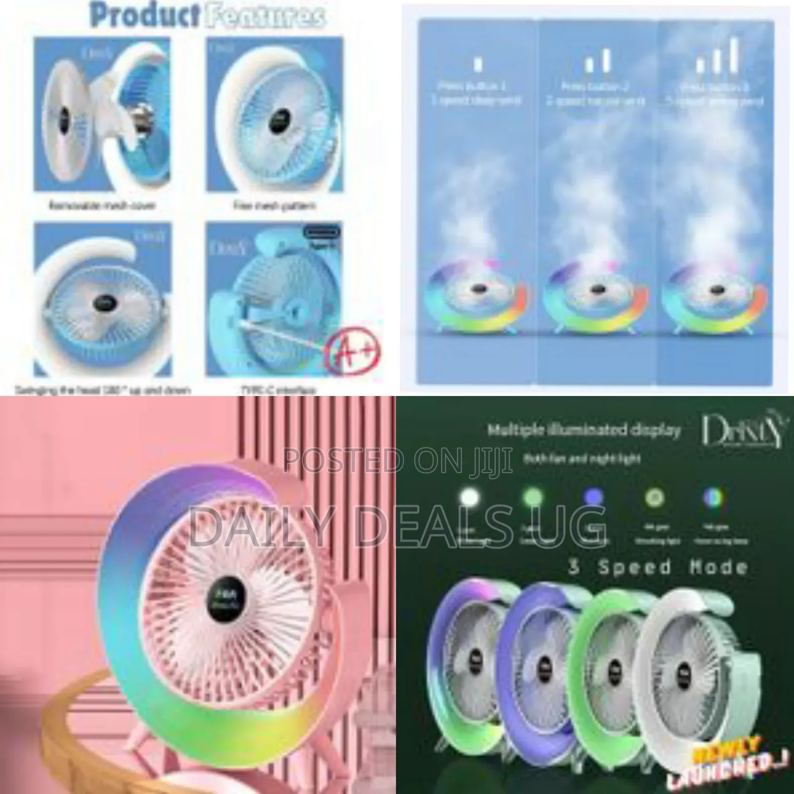 Desktop 5-Light Mini Fan With Led Lighting Rechargeable Fan in Central ...