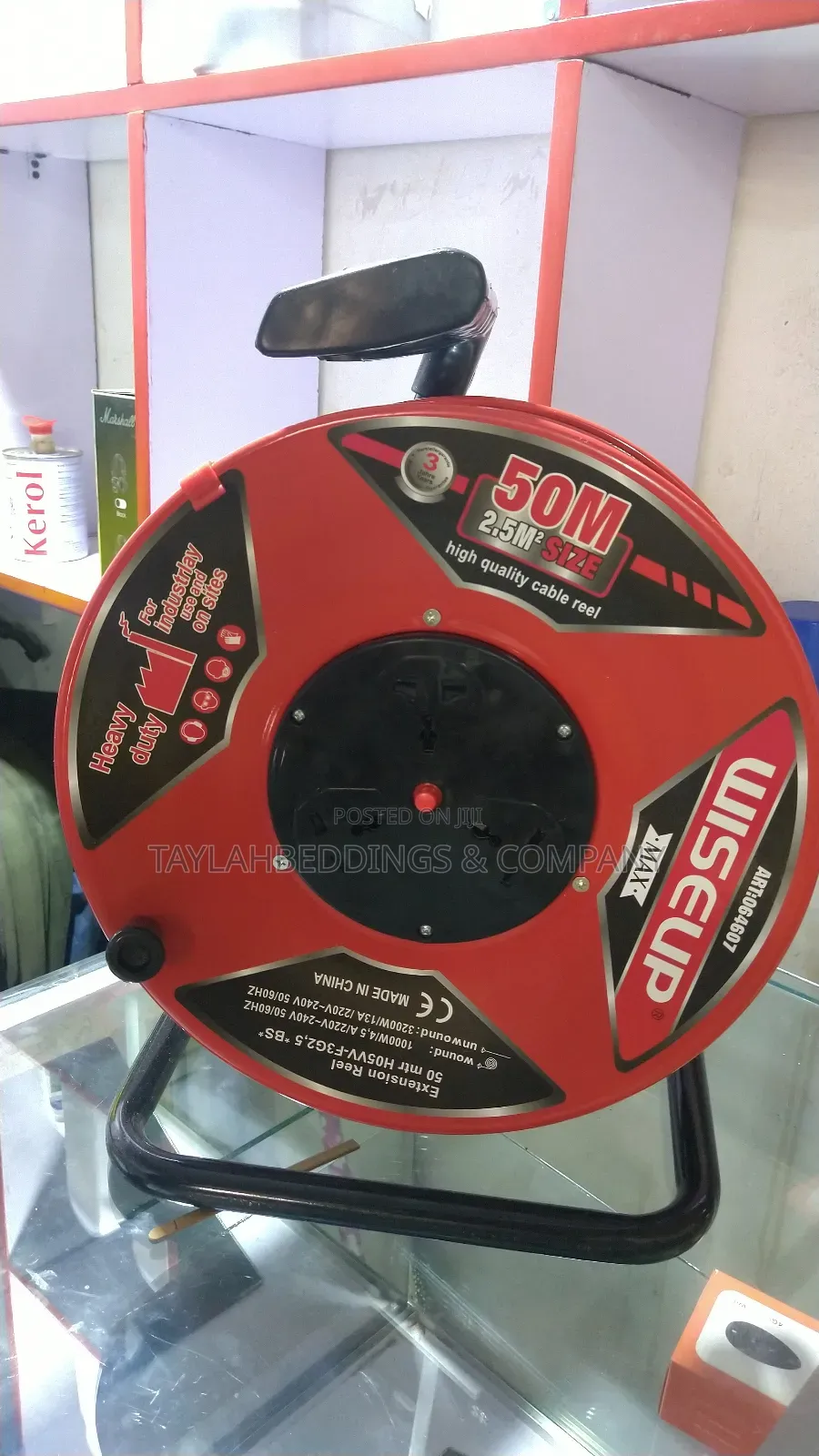50m Heavy Duty Cable Reel With Thermal Cut-Out, Metal Stand and Handle ...