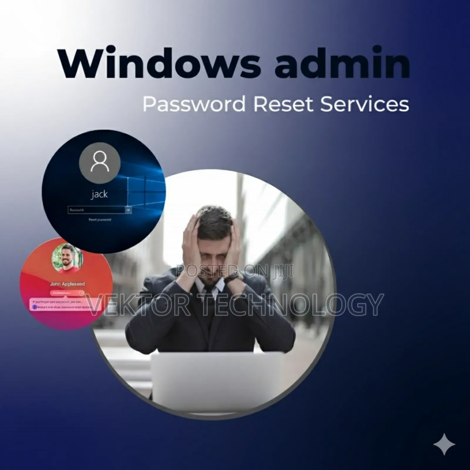 Windows Admin Password Reset Services in Central Division - Computer & IT Services, Vektor ...