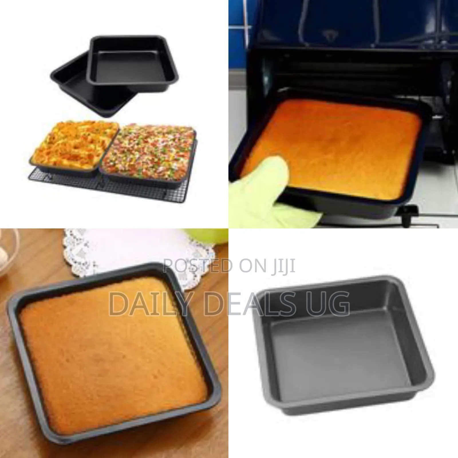 24cm Nonstick Square Cake Baking Pan Mould Tray, Black in Central ...