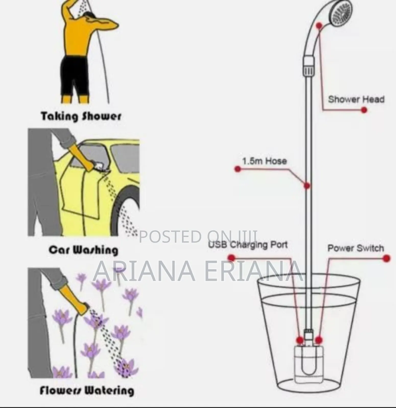Portable Rechargeable Travel Shower Machine in Central Division ...