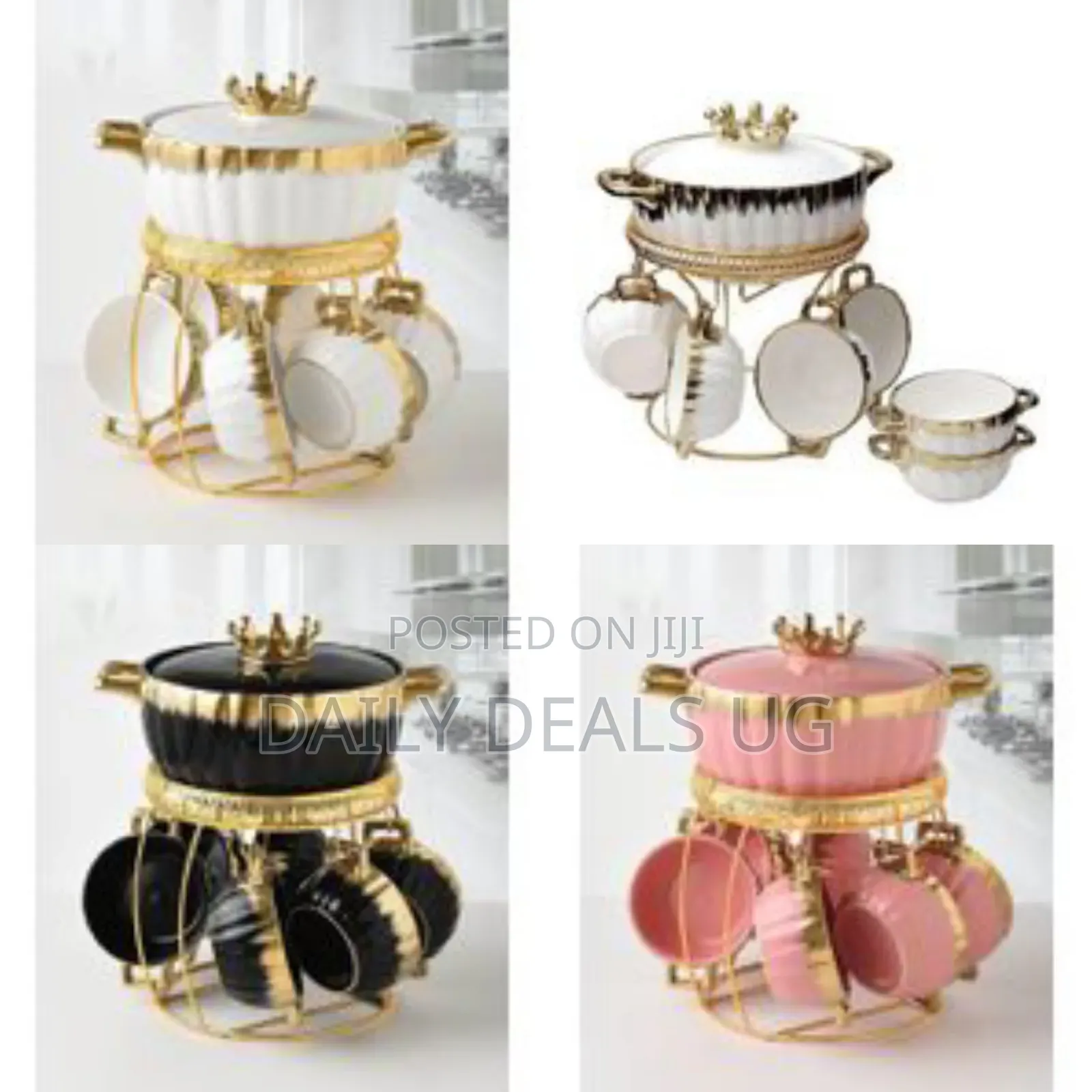 Fancy Ceramic Soup Tureen Bowl Gift Set With 6 Soup Bowls/Cups in ...