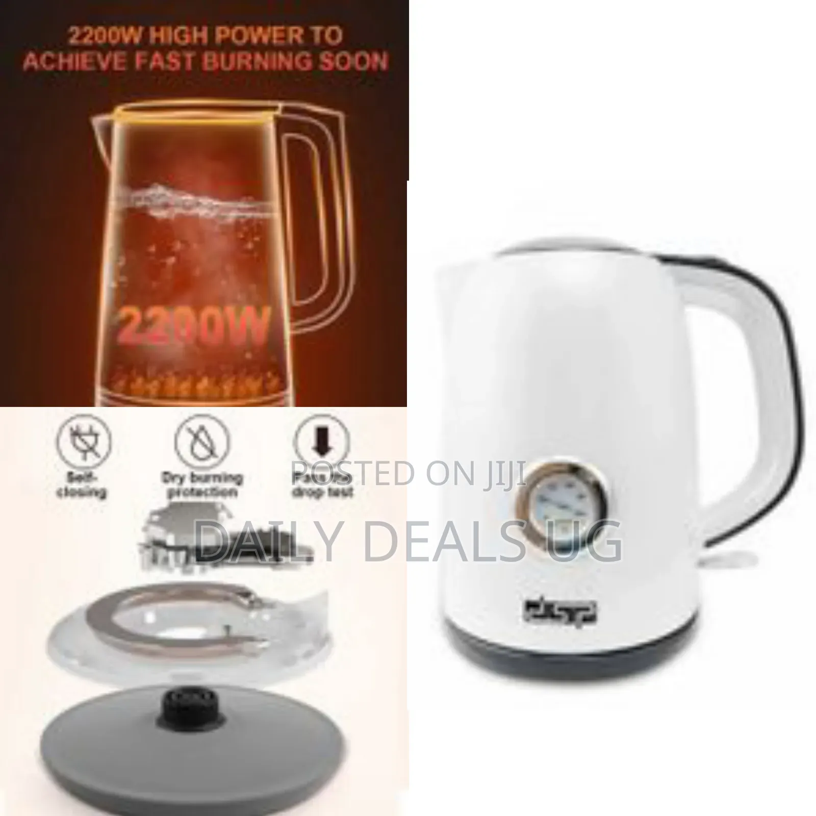 DSP 1.7 Litre Portable Hot Water Boiling Electric Kettle- White in ...