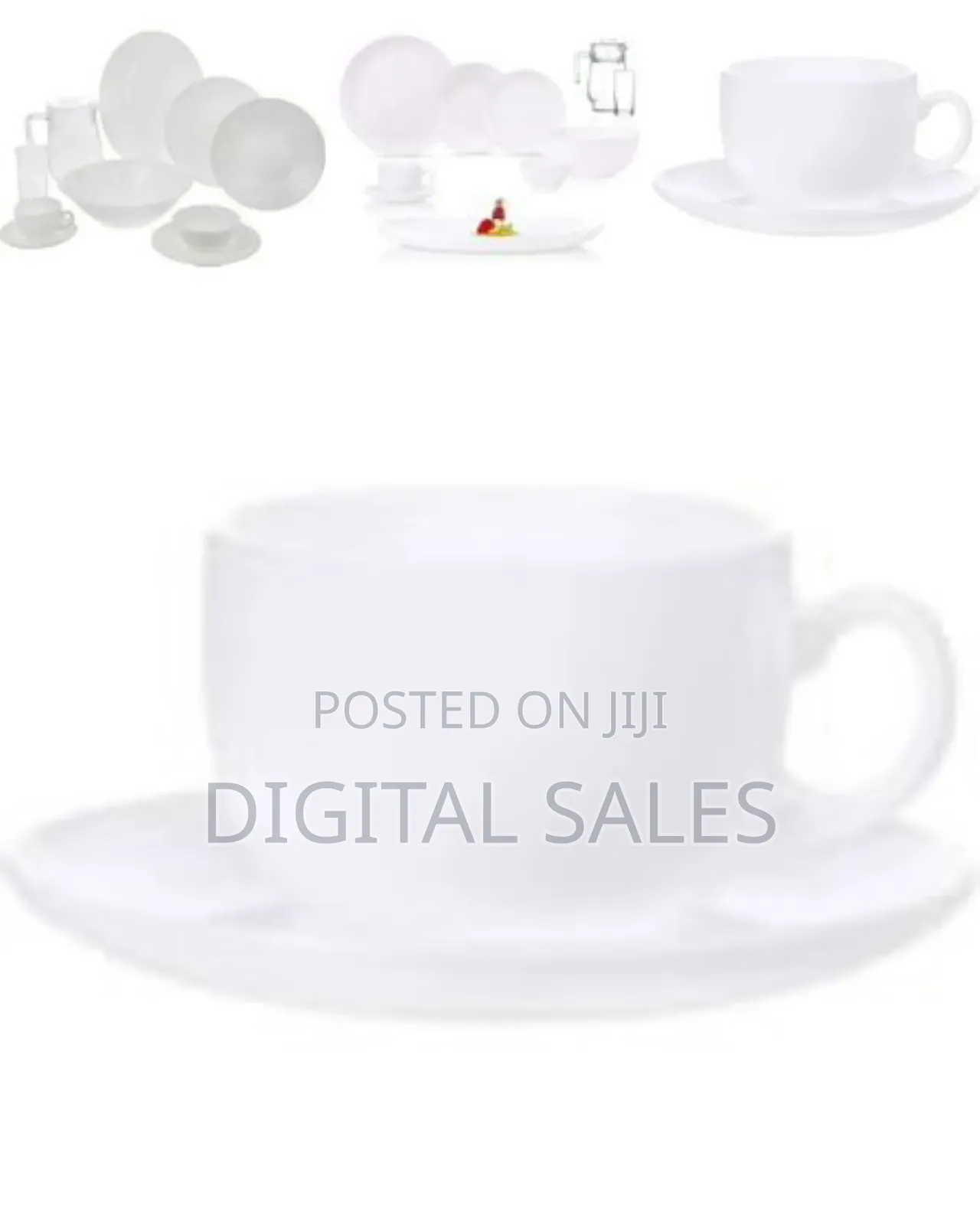 46 PCS Plain White Dinner Set With Cups, Glasses, Jug, Salad Dish in ...