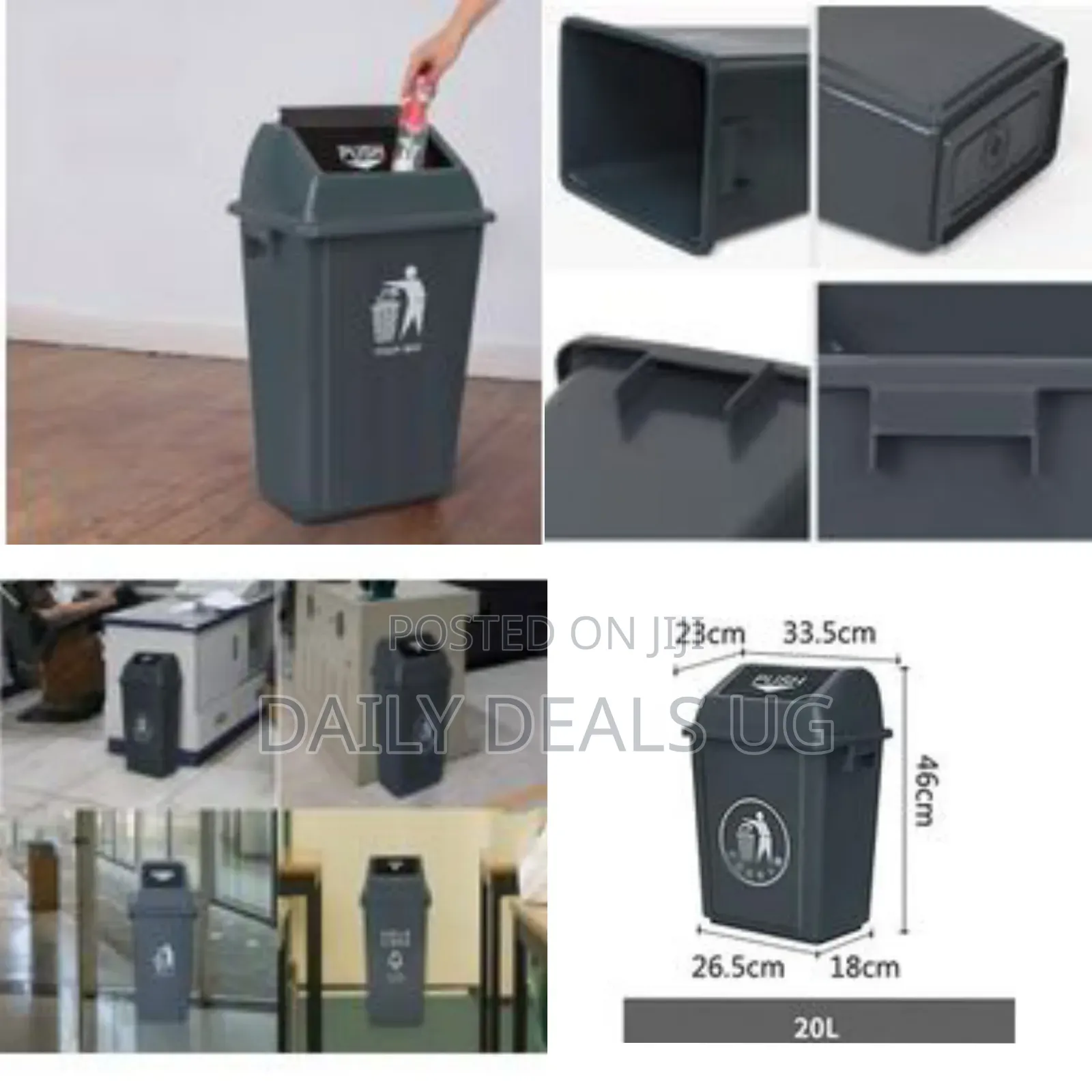 20 Litres Multifunctional Outdoor Large Plastic Trash Can Rubbish in ...