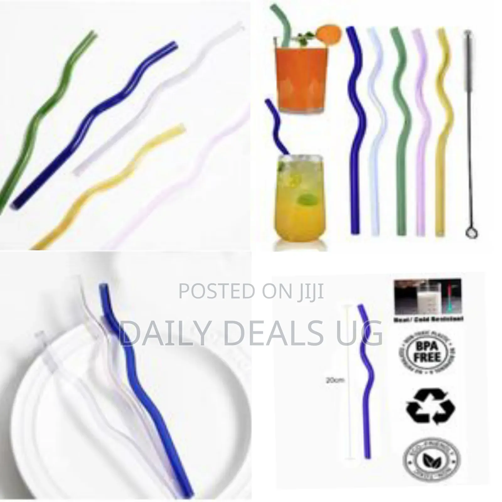 Sciencolab Coloured Glass Straw for Drinking, Zig Zag Wavy Style in ...
