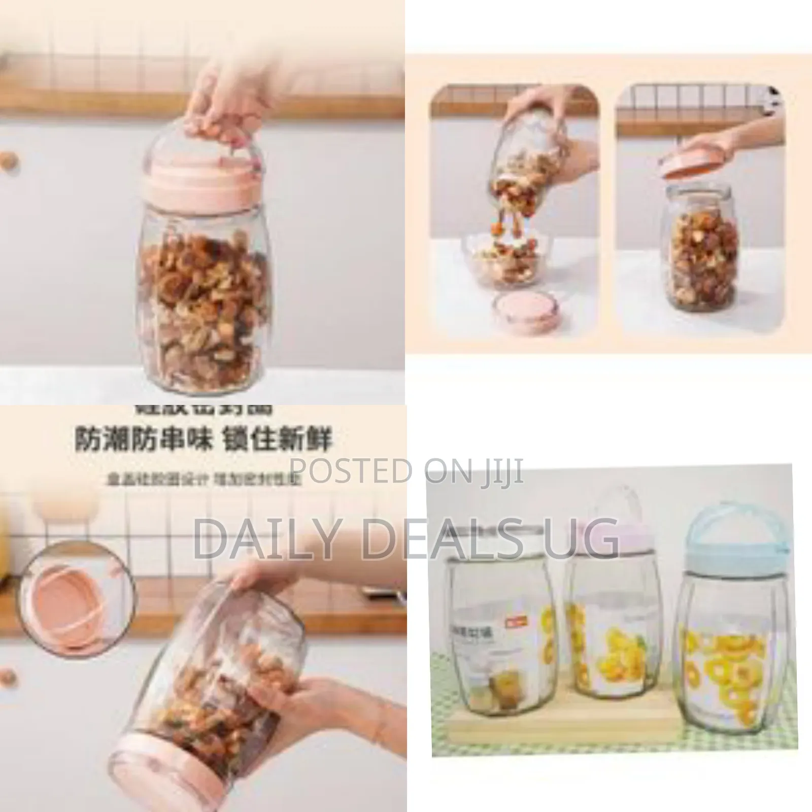 1700 Ml Kitchen Clear Glass Food Storage Pop Jars With Airtight Lid in ...