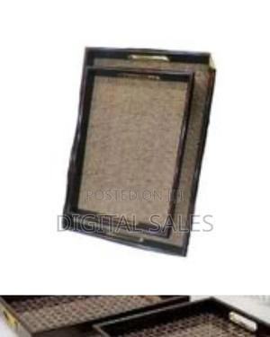 Handmade Wood Tea Serving Tray Set (2 Pieces) – Natural Woven Bamboo in ...