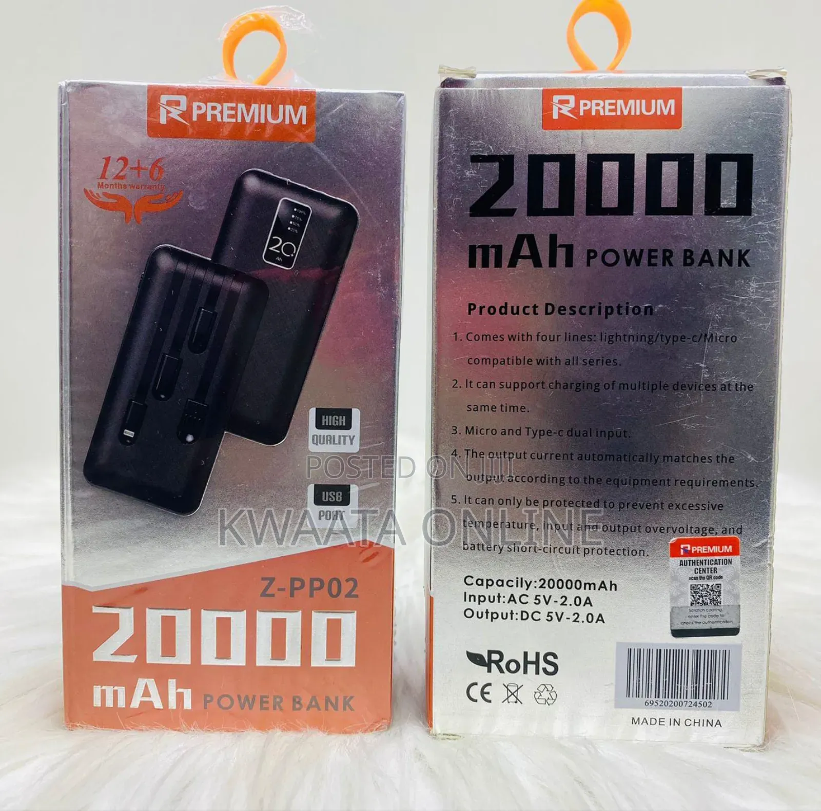 Premium Z-Pp02 Power Bank 20000 Mah for sale - Kwaata Online Price: USh ...