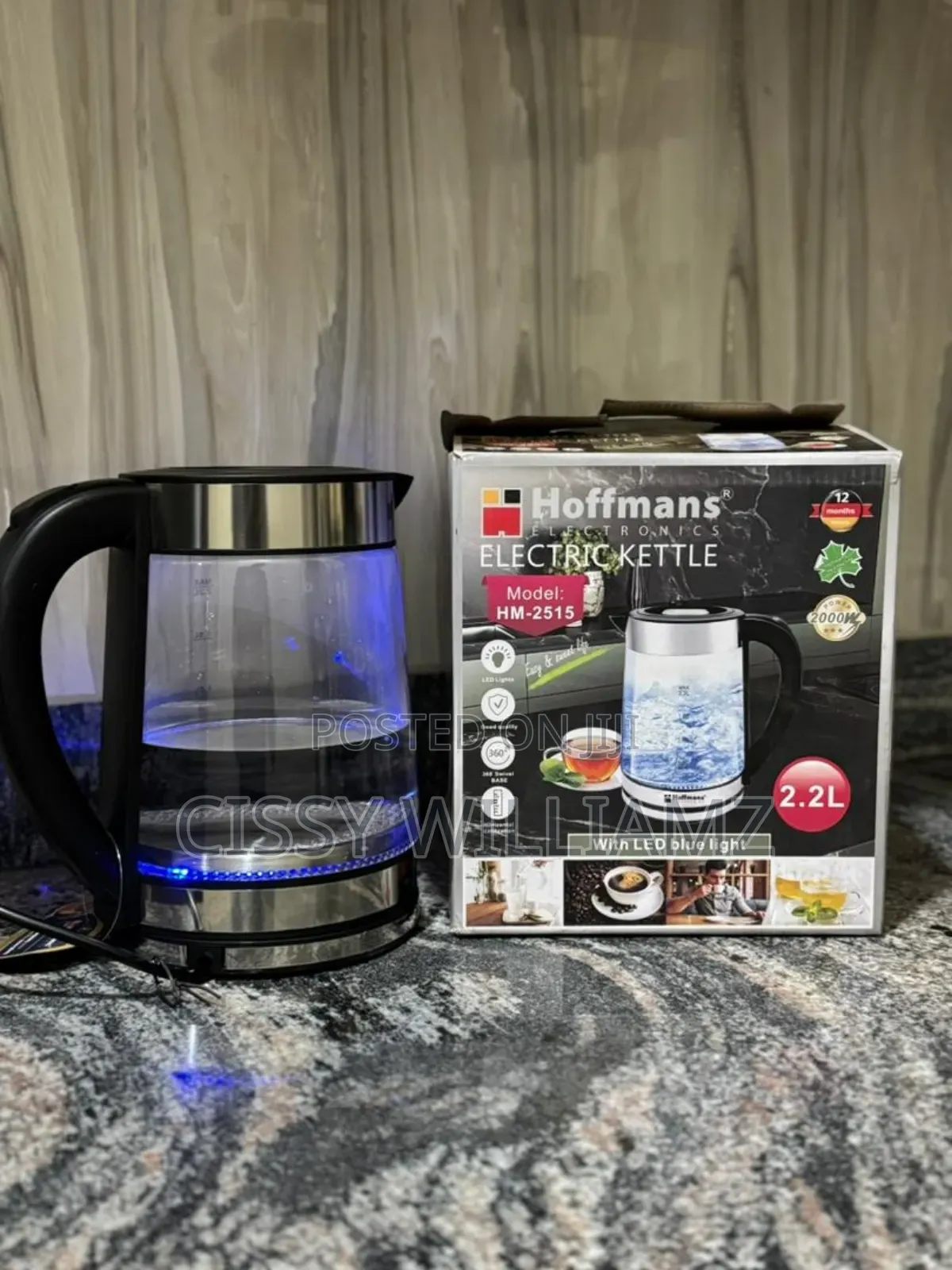 2.2l Hoffman Glass Kettle Hoffman Glass Kettle With Led Blue Light in ...