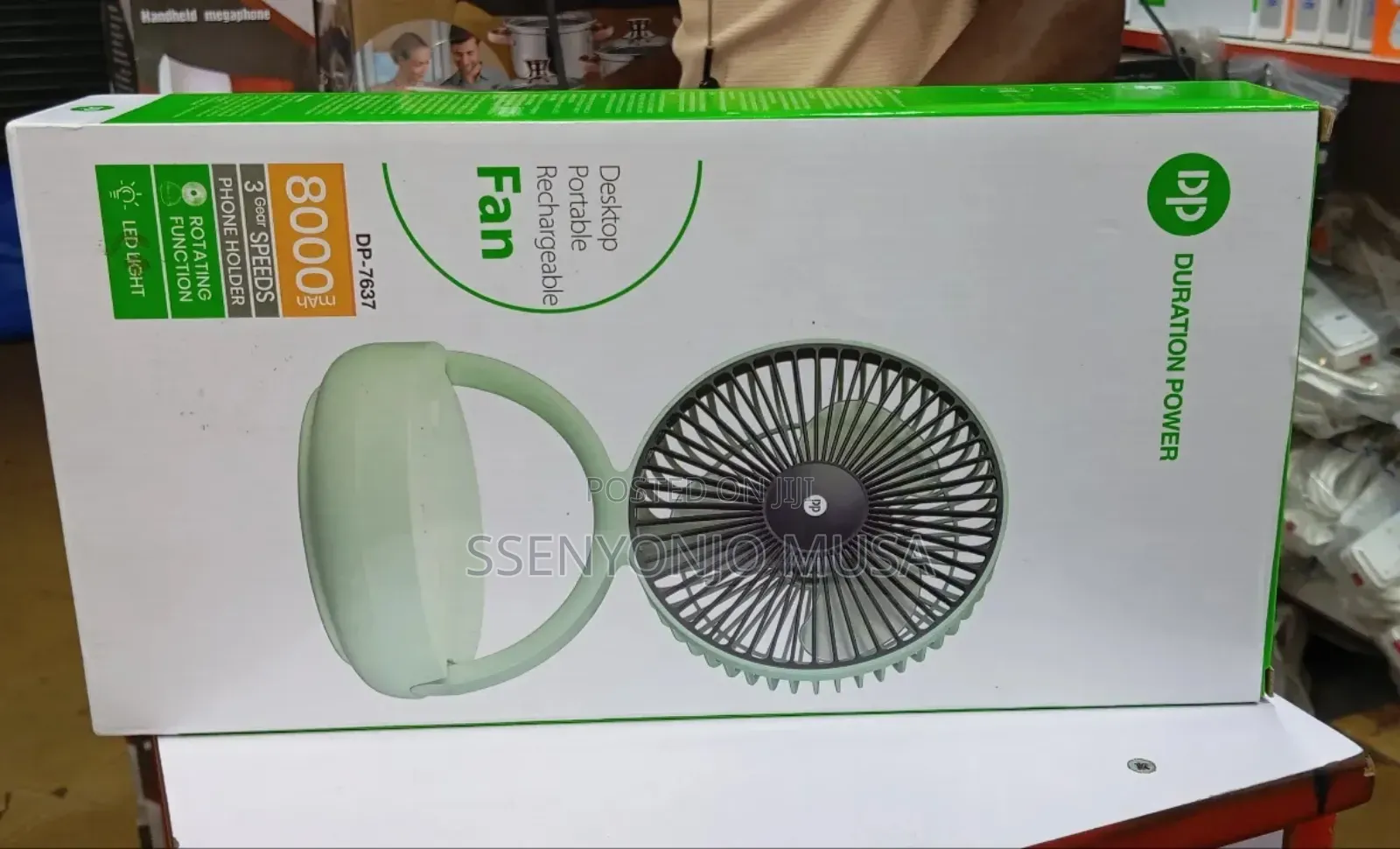 Dp-7637 Rechargeable Automatic Rotating Mini Desk Fan –8000mah Battery ...