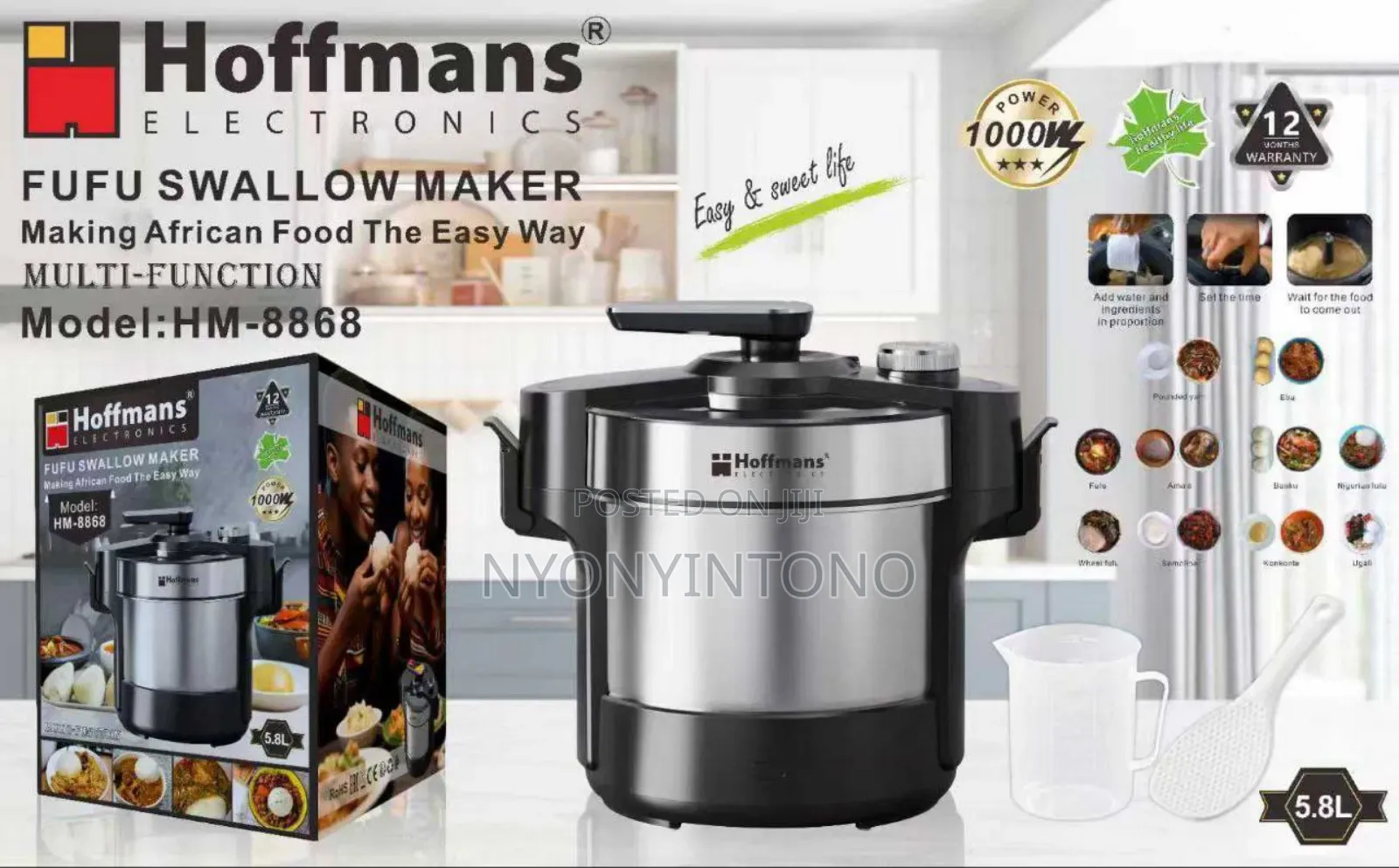 Hoffmans 6liters Fufu Swallow Maker,Can Also Maker Kalo and Posho in ...