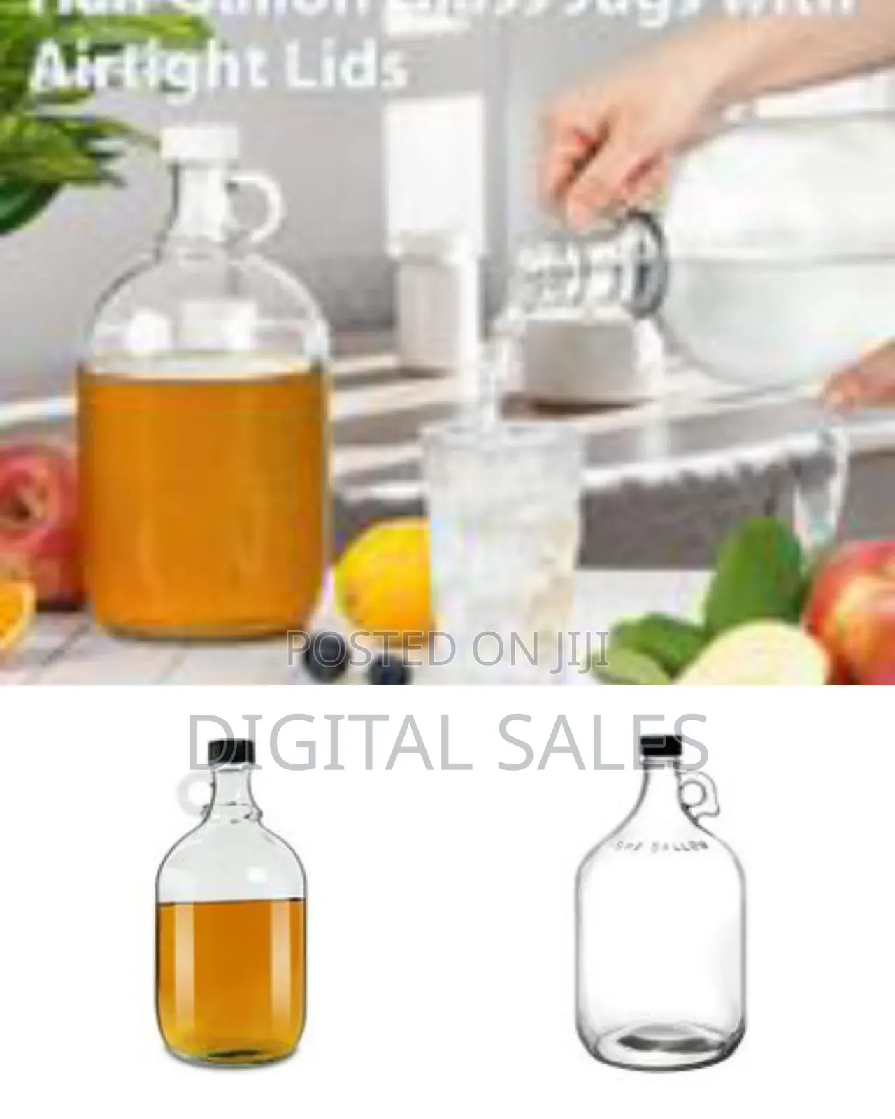 3.5 Litres of Transparent Juice Milk Fermenting Jug Beer Glass Bottles ...