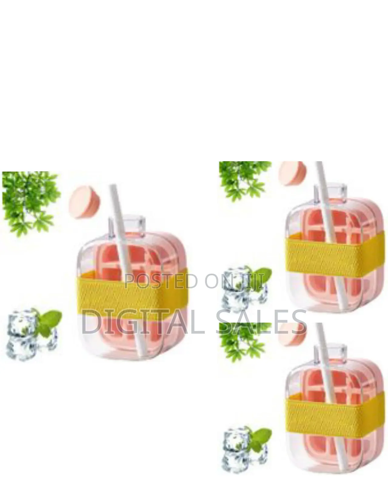 Ice Cube Bottle With Straw, Zero Touch Press Ice Cube in Central ...