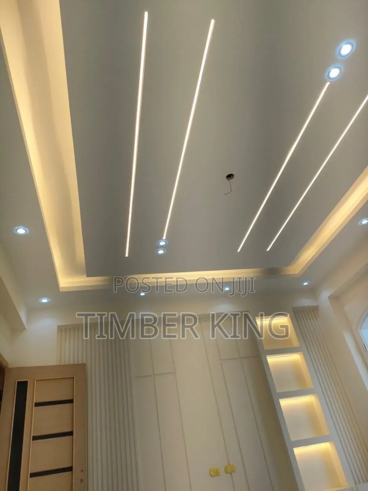 Multi-Level Gypsum Board False Ceiling With Integrated Led Lighting in ...