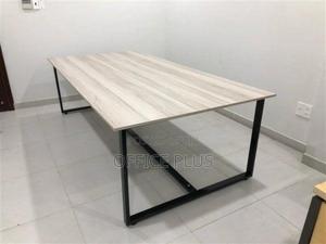 .Industrial-Style Dining Table With a Light Wood-Grain Laminate Top in ...