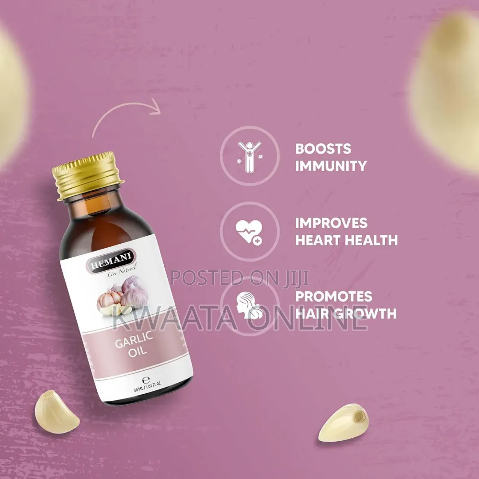 Hemani Garlic 100% Natural Cold Pressed Halal Essential Oil - 30ml in Central Division ...