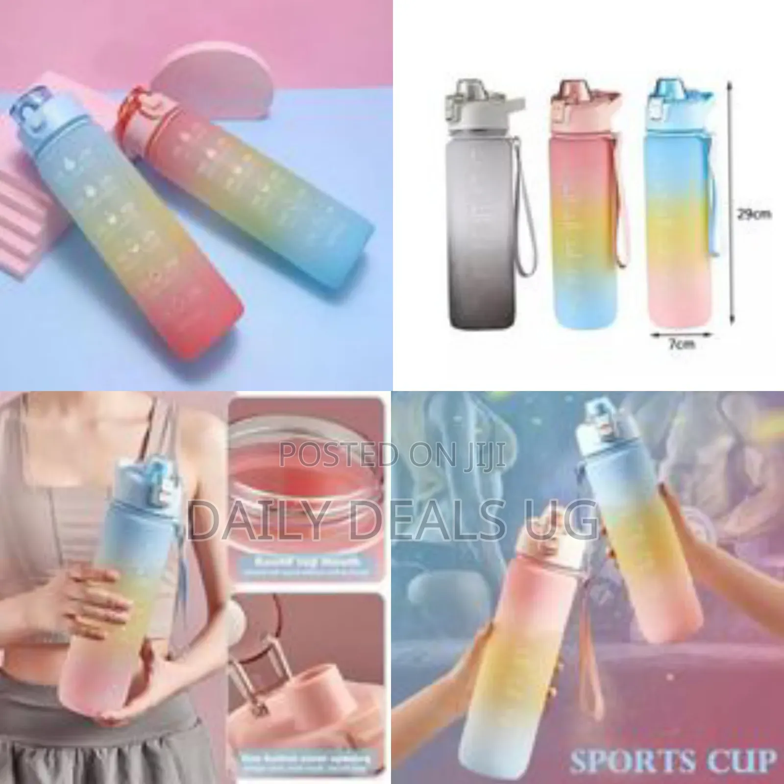 Motivational Gradient Water Bottle With Time Marker (1 Liter / 32 Oz ...