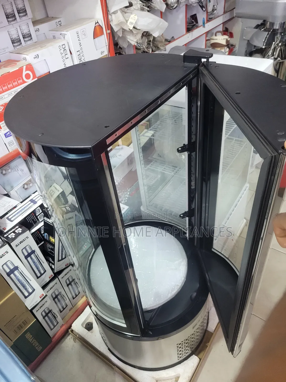 360° Rotating Glass Cake Display Refrigerator – Commercial Bakery in ...