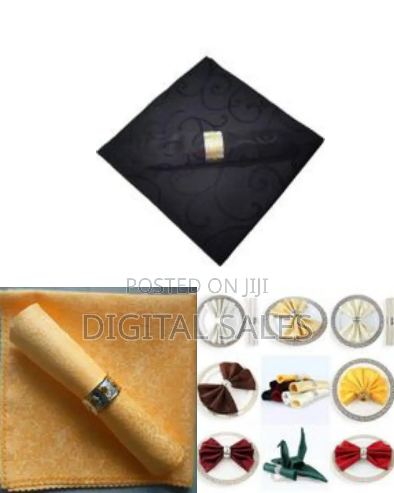 Assorted Luxury Jacquard Fabric Dinner Napkins With Gold-Tone Rings in ...