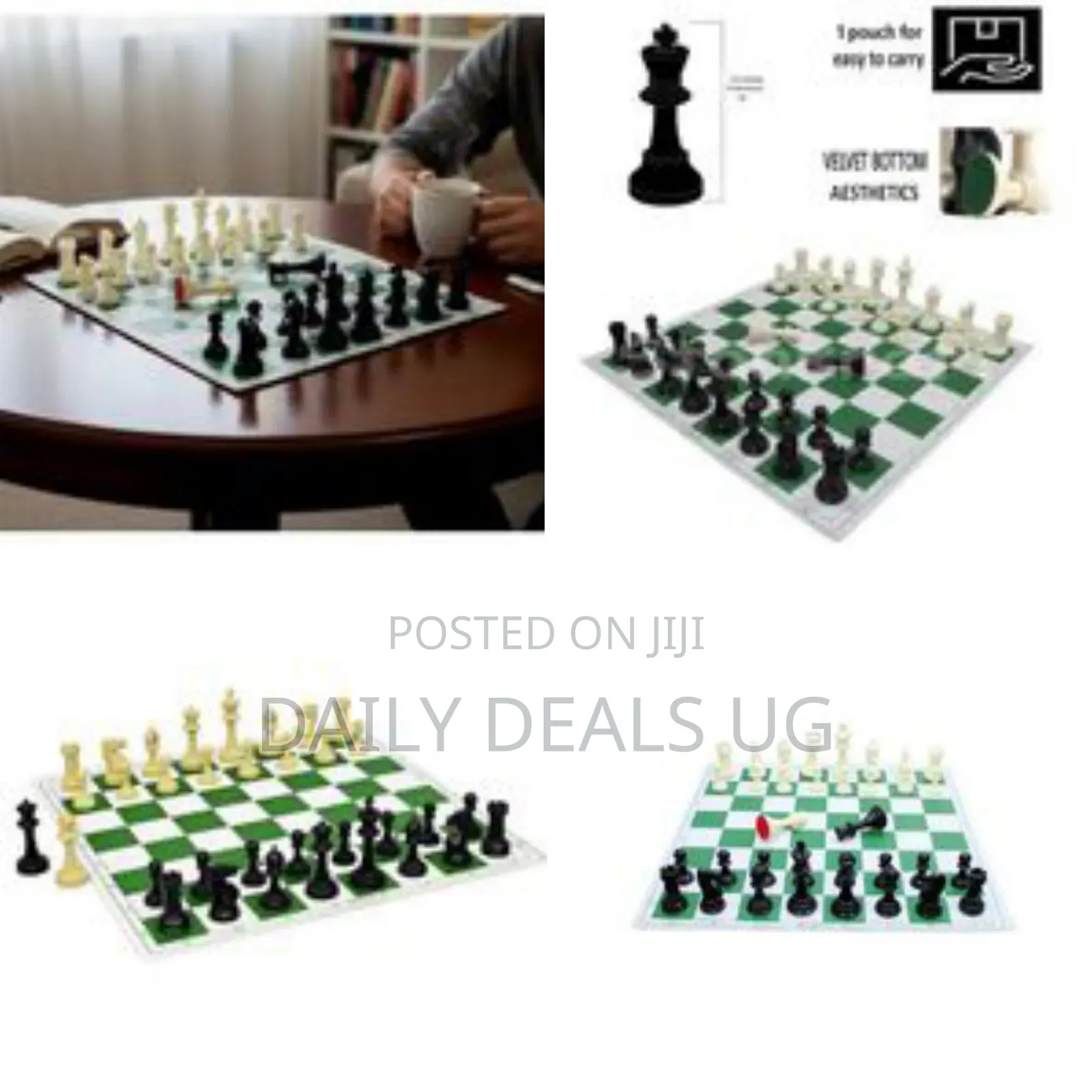 Tournament-Style Plastic Chess Set With Roll-Up Vinyl Mat - Multicolor ...